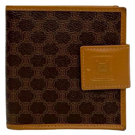 Céline Celine Macadam Blazon Trionphe Leather Bifold Wallet Brown Ref