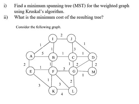 Solved I Find A Minimum Spanning Tree MST For The Chegg
