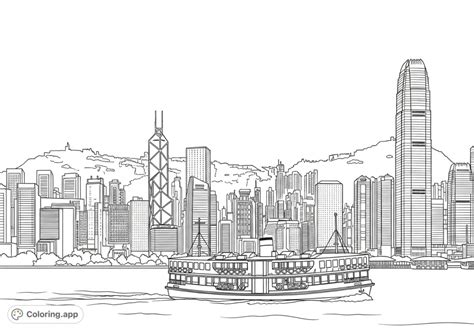 Hong Kong Skyline Majesty Coloringapp