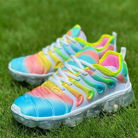 Groovywish Women Orthopedic Shoes Rainbow Running Sneakers Blue White