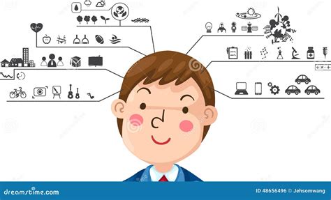 Human With Left And Right Brain Functions Icon Stock Illustration