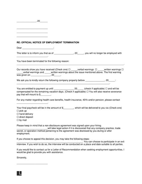 Free Printable Employee Termination Letter Totally Free Printables