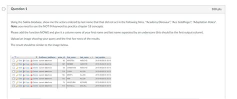 solved using the sakila database show me the actors ordered