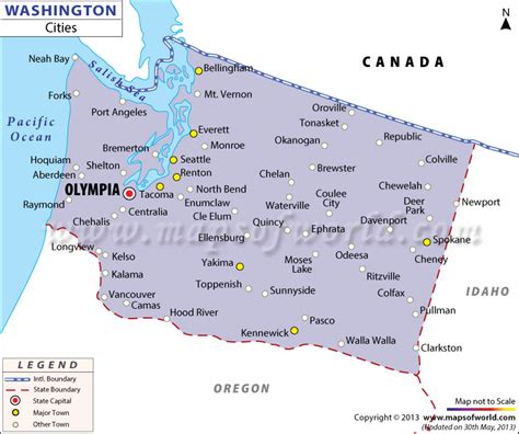 Washington State Map With Cities And Towns Printable Seattle City Map