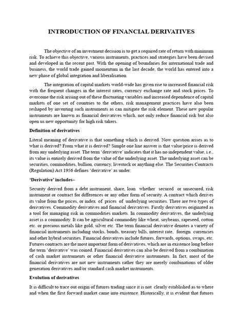 Derivatives Unit 1 Contd Pdf Cost Of Living Derivative Finance