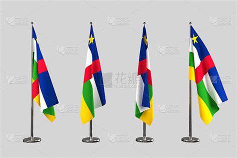 在白色背景上隔离的中非共和国室内旗帜