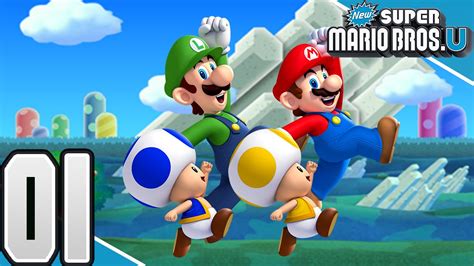 New Super Mario Bros U Part 1 Acorn Plains 4 Player Youtube