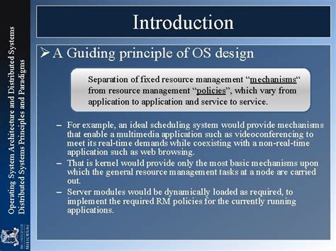 Operating System Architecture And Distributed Systems Most Concepts