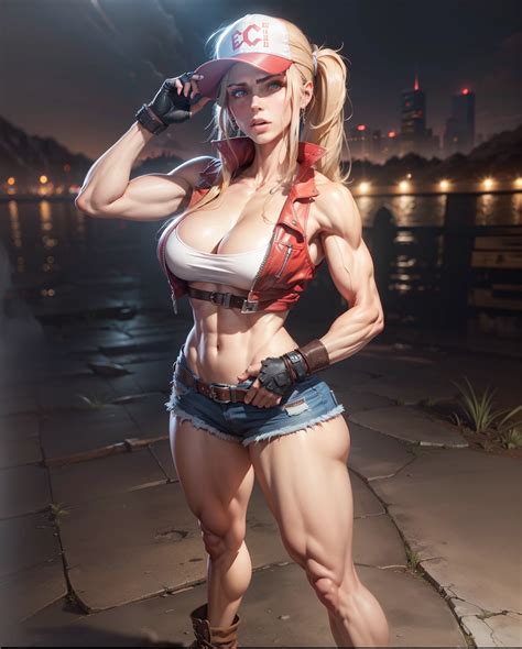 Female Version Terry Bogard Anatomia Correta，epic Fantasy Digital Art