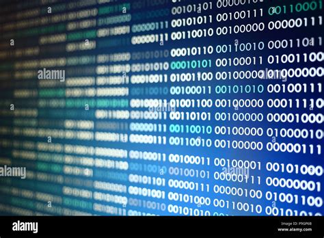 Blue Screen Binary Code Big Data Concepts Working In Cyberspace