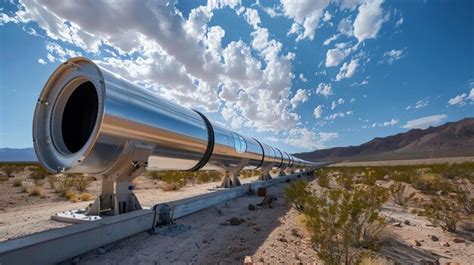 Premium Photo Steel Hyperloop Tunnel Test Track In Desert Under Blue