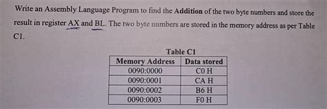 Solved Write An Assembly Language Program To Find The