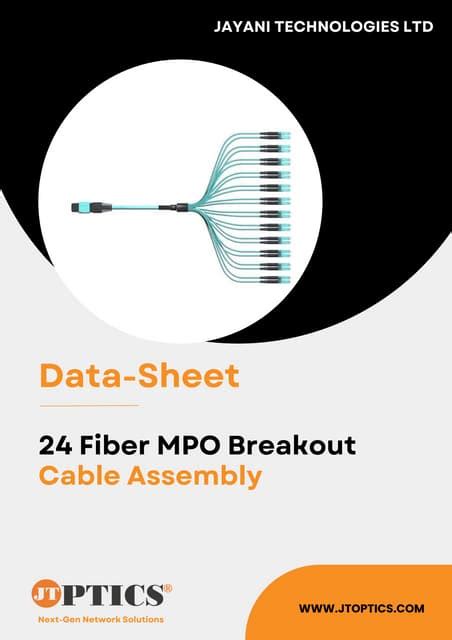 24 Fiber Mpo To Lc Breakout Cable Data Sheet By Jtoptics Pdf
