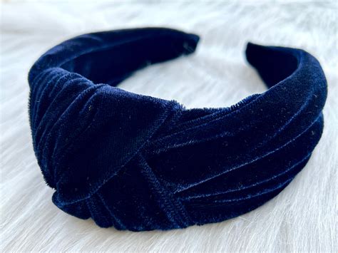 Navy Blue Velvet Knot Headbandwomens Hairbandexquisite Velvet Hair
