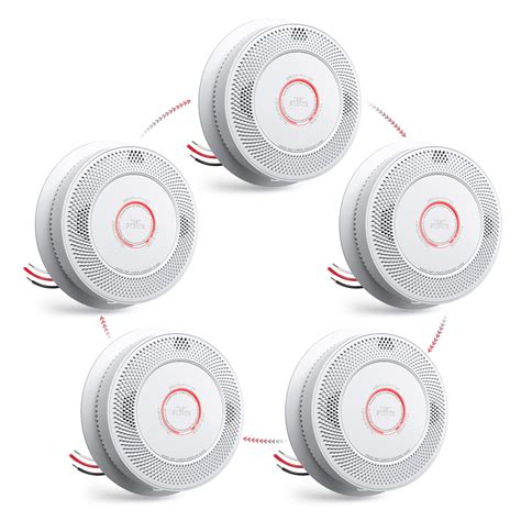 5 Packs Hardwired Smoke Detector Carbon Monoxide Detector Combo