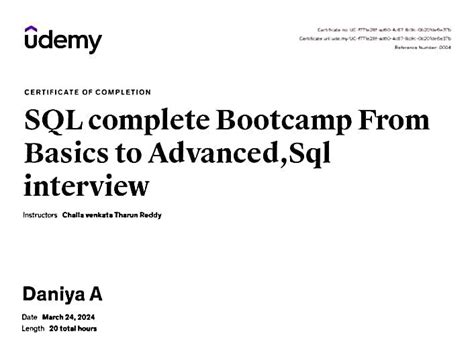 Graduated From Sql Basics To Advanced Course On Udemy Daniya A Posted On The Topic Linkedin