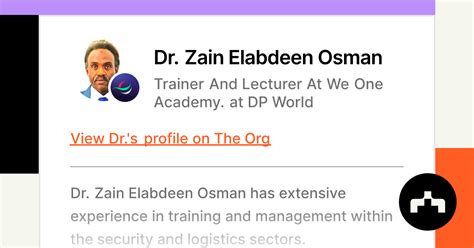 Dr Zain Elabdeen Osman Trainer And Lecturer At We One Academy At Dp