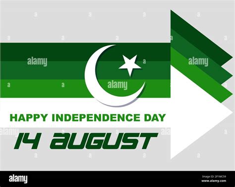 Pakistan Independence Day 14 August Design Illustration Greeting Card Waving Pakistan Flags