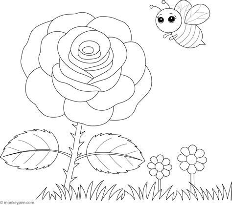 Rose And A Buzzing Bee