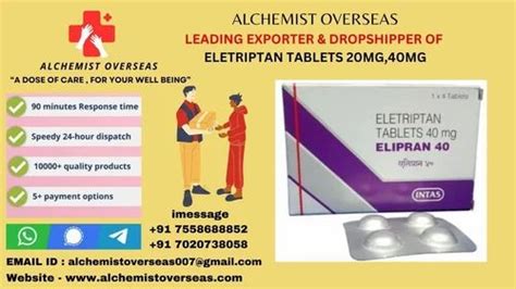 Eletriptan Tablet 40mg Tablet At ₹ 450 Stripe In Nagpur Id 2854794326148