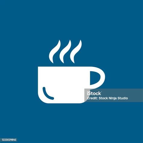 파란색 배경에 커피 컵 아이콘입니다 블루 플랫 스타일 벡터 일러스트 갈색에 대한 스톡 벡터 아트 및 기타 이미지 갈색 고체 단일 이미지 Istock