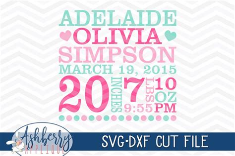 Birth Stat Template Svgdxf Cut File