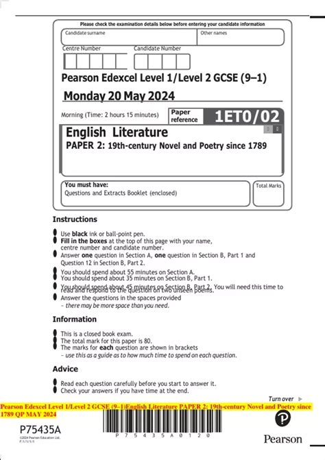 Pearson Edexcel Level 1/Level 2 GCSE (9–1)English Literature PAPER 2: 19th-century Novel and ...
