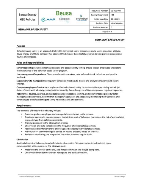 Hse Behavior Based Safety Pdf