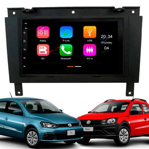 Central Multimídia 7 Polegadas Mp5bt Carplay Android Moldura Preta Gol Saveiro Parati G3