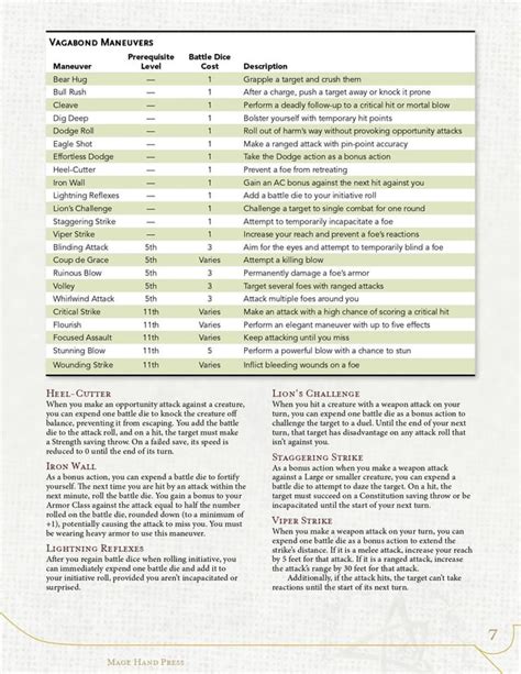 The Vagabond A Martial Class That Employs Fierce Maneuvers And