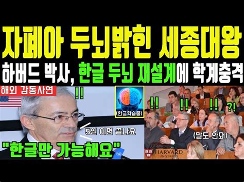해외감동사연 결국 한글이 전세계를 구합니다 미국 하버드 교수 한글 극찬에 미국 충격 반응