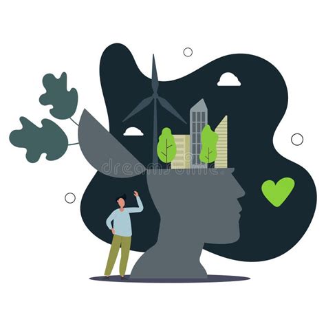 Green Thinking As Sustainable And Ecological Lifestyleflat Vector