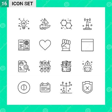 Set Of 16 Vector Outlines On Grid For Id Things Vessel Router Internet Stock Vector