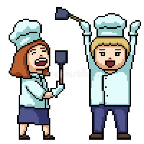 Pixel Art Happy Chef Kitchen Stock Vector Illustration Of Isolated Restaurant 260260463