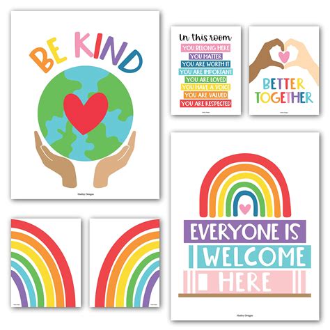 Hadley Designs 6 Rainbow Poster Diversity Posters For Classroom Decor For Teachers Elementary