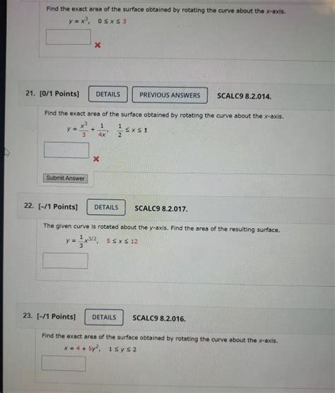 solved find the exact area of the surface obtained by
