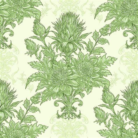 Burdock Floral Seamless Pattern Elegant Vector Illustration For