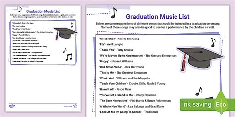 Graduation Music List Teacher Made Twinkl