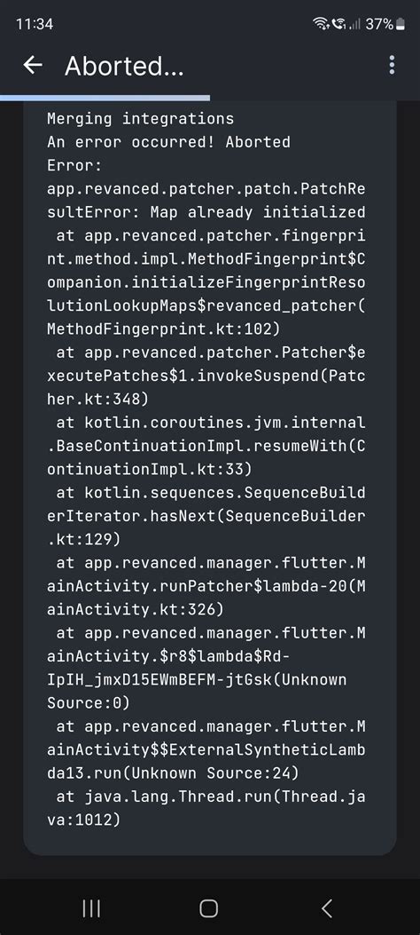 Bug Patching Aborted Because Of Map Initialized Fingerprint · Issue 2545 · Revancedrevanced