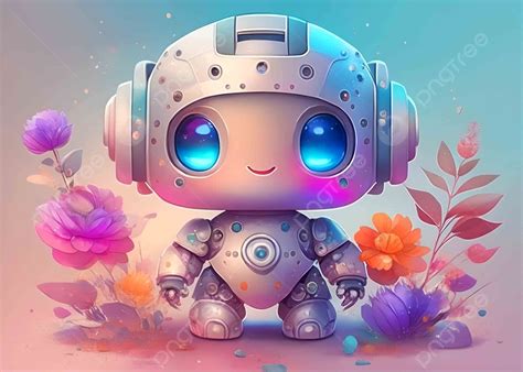 Desain Robot 3d Dengan Wajah Imut Robot 3d Robot Lucu Warna Warni Latar Belakang Untuk