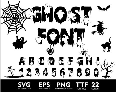 Halloween Ghost Font And 22 Clipart Halloween Font Halloween Font