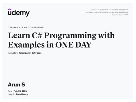 Udemycertificate Csharpprogramming Learningjourney