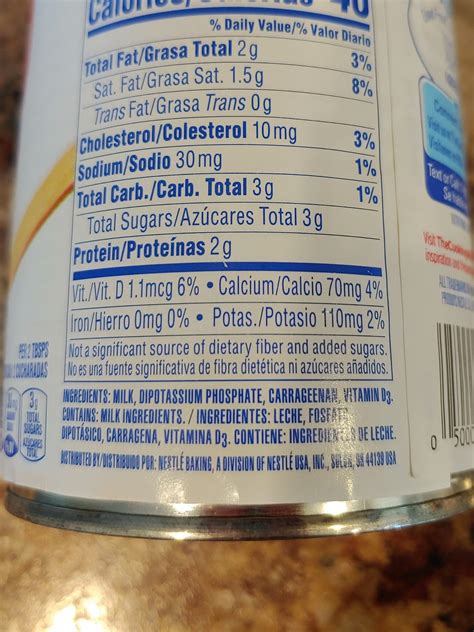 Carnation Evaporated Milk Nutrition Facts