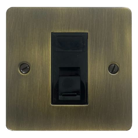 Gh Flat Antique Brass Rj45 Socket 1 Gangblack Insert