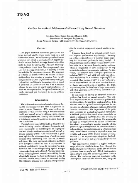 on line suboptimal midcourse guidance using neural networks ieee