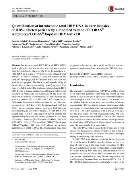 Pdf Quantification Of Intrahepatic Total Hbv Dna In Liver Biopsies Of Hbv Infected Patients By