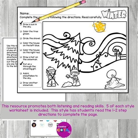 Winter Following Directions Coloring