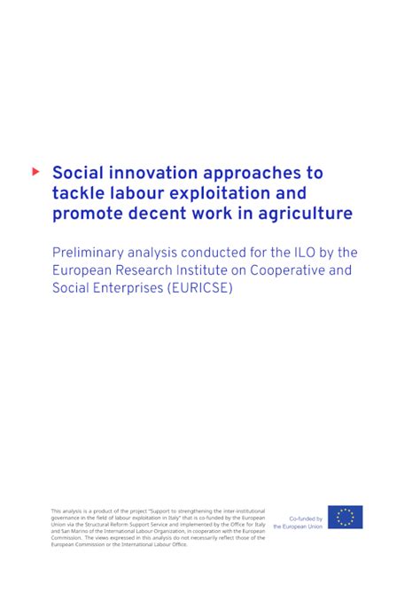 Social Innovation Approaches To Tackle Labour Exploitation And Promote Decent Work