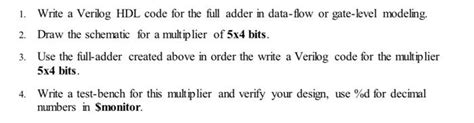 Solved Write A Verilog HDL Code For The Full Adder In Chegg