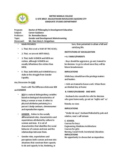 Career Guidance Report Pdf Sexism Gender